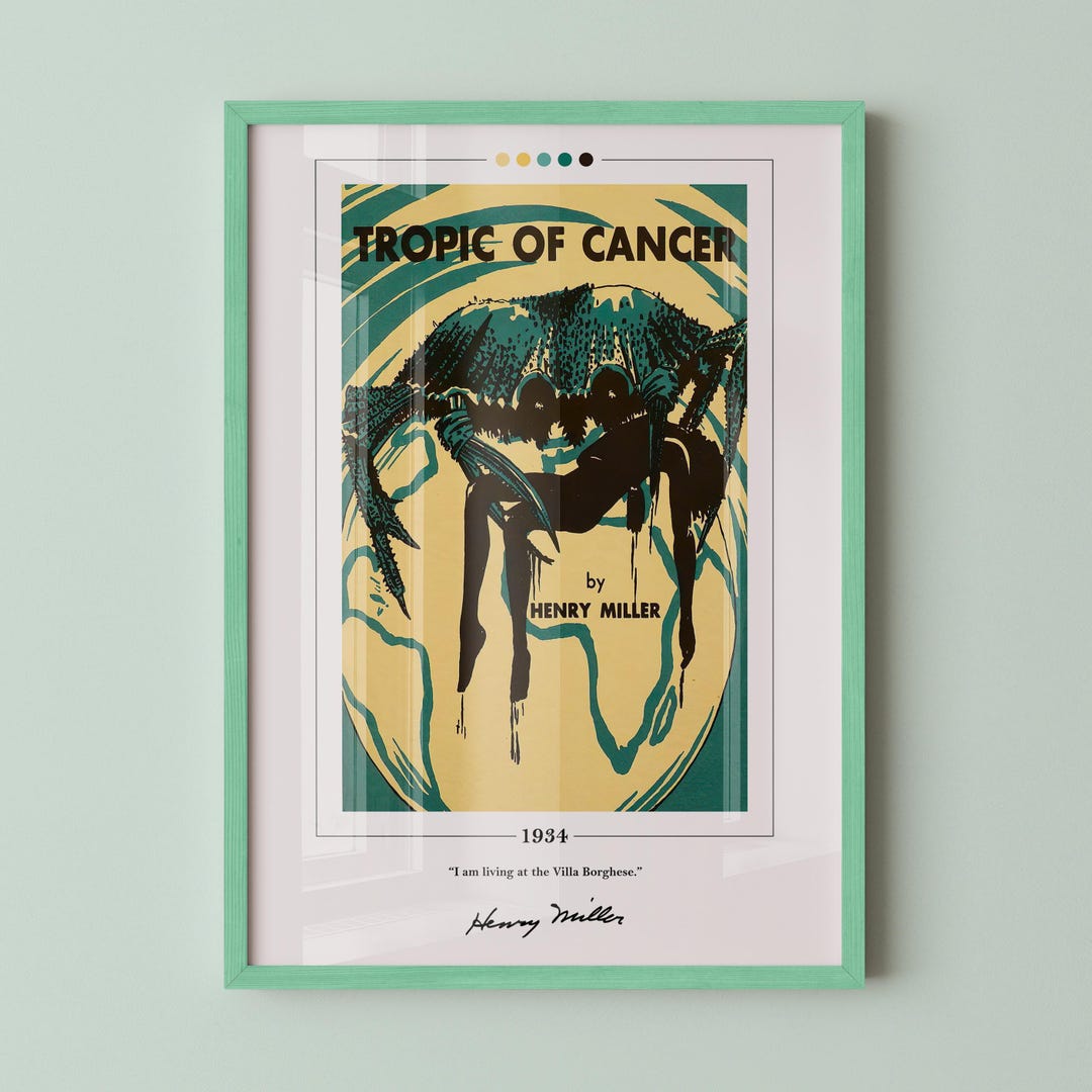 Tropic Of Cancer Book Cover Poster Henry Miller Tropic Of Cancer