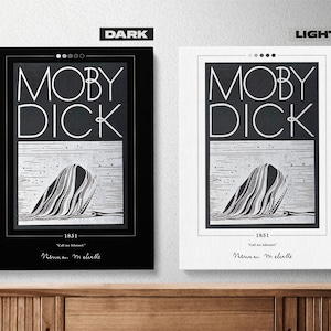 Moby Dick Book Cover Poster | Herman Melville, Moby Dick Poster, Moby ...