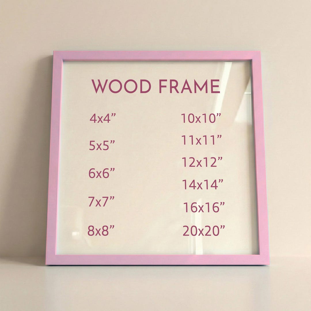Square Pink Wood Frame With 9 Colors, Wood Picture Frame, Photo Frame ...
