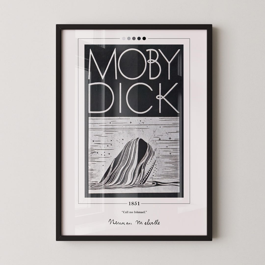 Moby Dick Book Cover Poster | Herman Melville, Moby Dick Poster, Moby ...