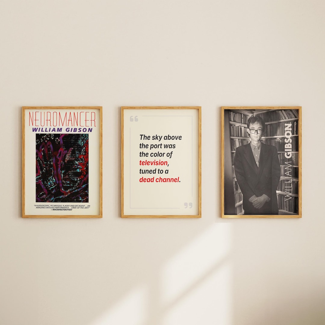 William Gibson's Neuromancer Book Cover Quote Portrait Poster Set of 3 ...