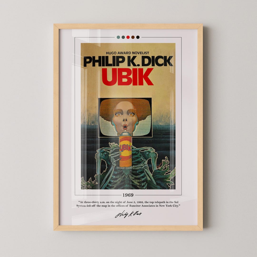 Ubik Book Cover Poster | Philip K Dick, Ubik Poster, Ubik Print, Book ...