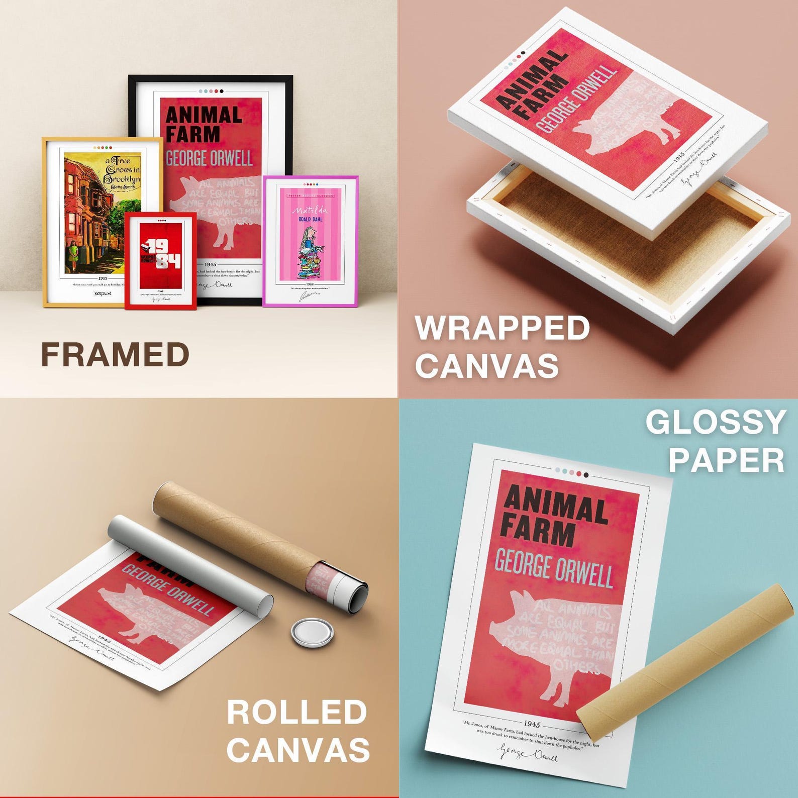 Animal Farm Book Cover Poster | George Orwell, Animal Farm Poster ...