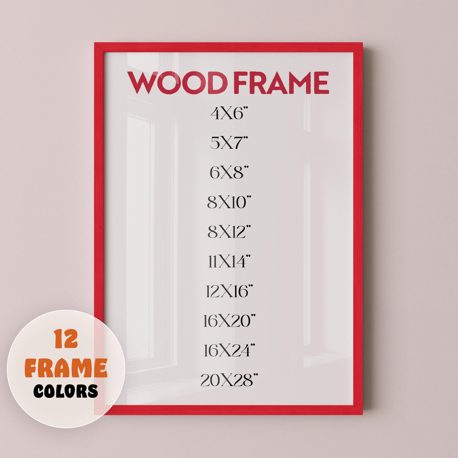 Red Wood Frame With 12 Colors, Wood Picture Frame, Photo Frame, Diploma ...