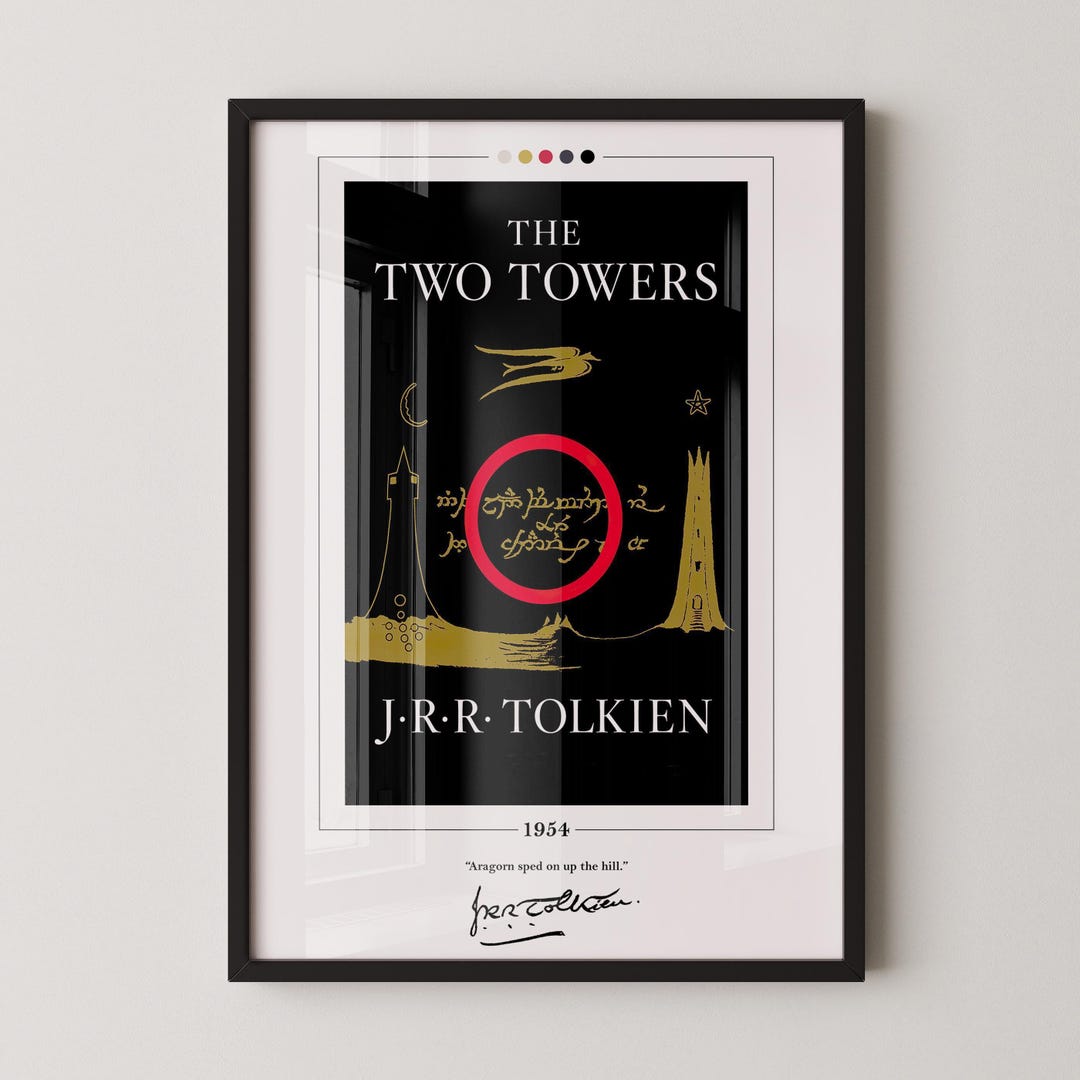 The Two Towers Book Cover Poster | J. R. R. Tolkien, Lord of the Rings ...