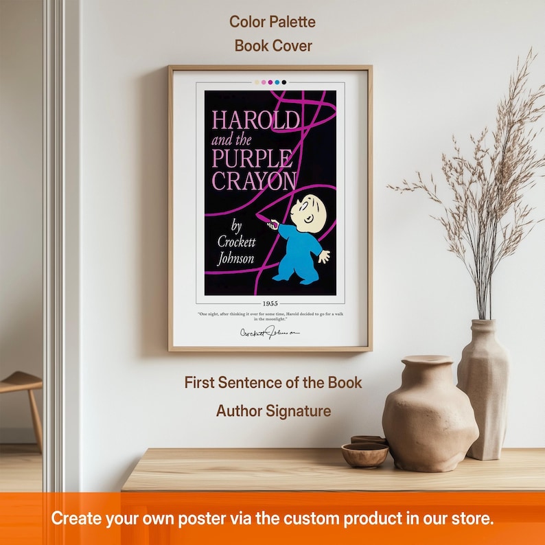 Harold and the Purple Crayon Book Cover Poster | Crockett Johnson ...