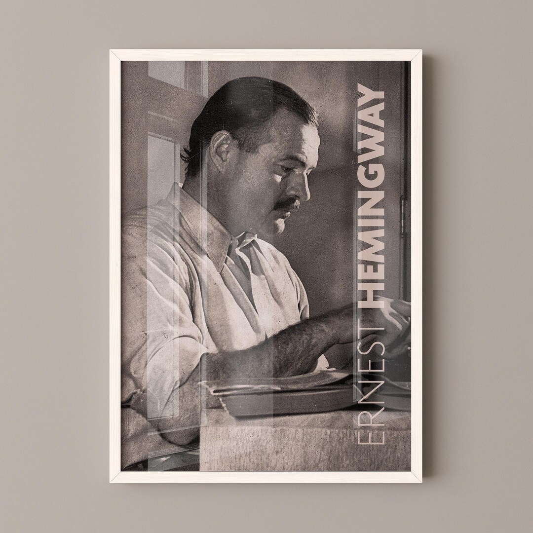 Ernest Hemingway Poster Canvas Wall Art, Book Lover Gifts, Gifts for ...