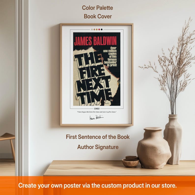 The Fire Next Time Book Cover Poster | James Baldwin, the Fire Next ...