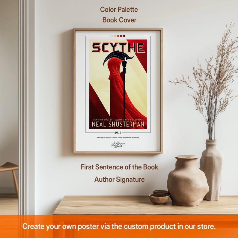 Scythe Book Cover Poster | Neal Shusterman, Scythe Poster, Scythe Print ...