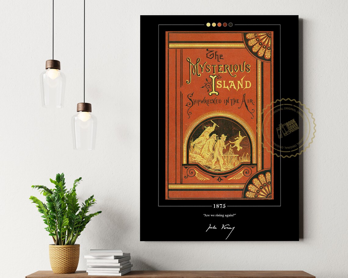 The Mysterious Island Book Cover Poster Jules Verne the - Etsy
