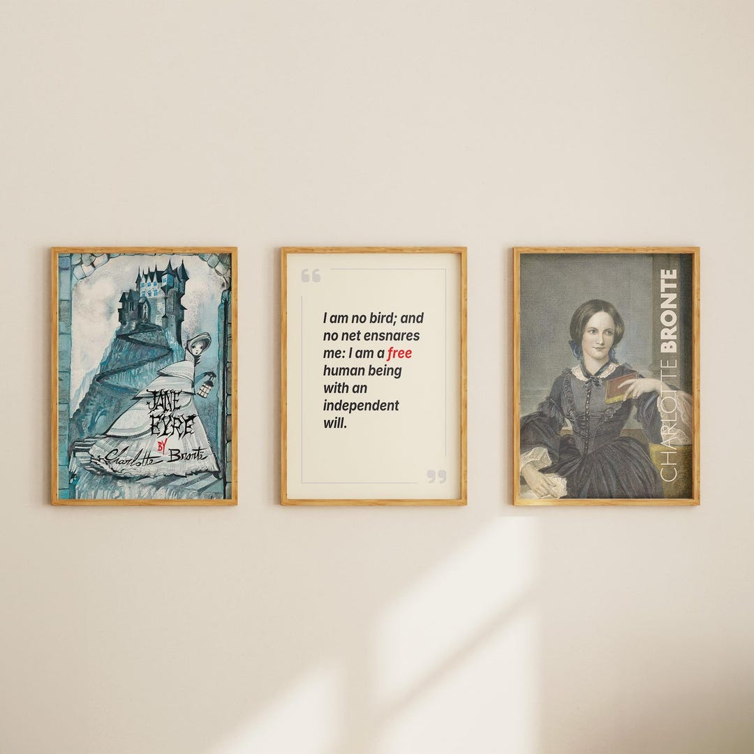 Charlotte Bronte's Jane Eyre Book Cover Quote Portrait Poster Set of 3 ...