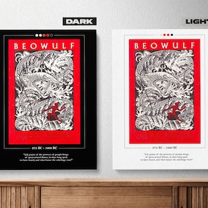 Beowulf Book Cover Poster | Beowulf Poster, Beowulf Print, Book Posters ...