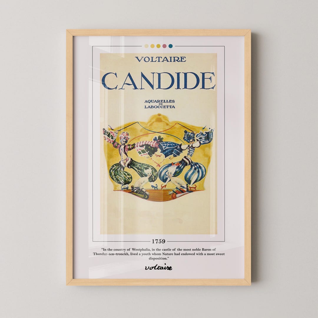 Candide Book Cover Poster | Voltaire, Candide Poster, Candide Print ...