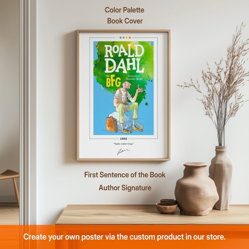 The BFG Book Cover Poster | Roald Dahl, the BFG Poster, the BFG Print ...