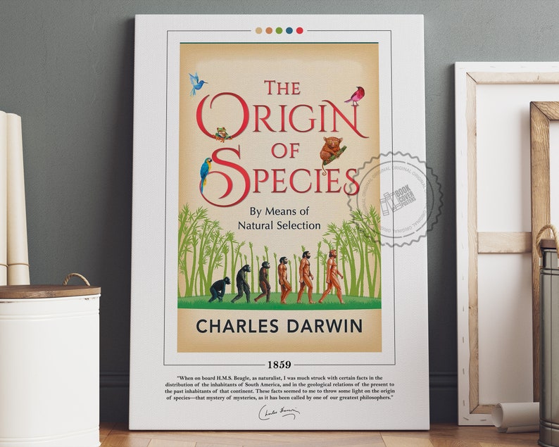 The Origin of Species Book Cover Poster Charles Darwin - Etsy