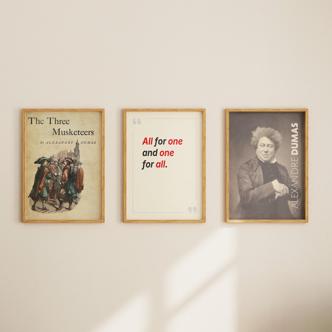 Alexandre Dumas' the Three Musketeers Book Cover Quote Portrait Poster ...