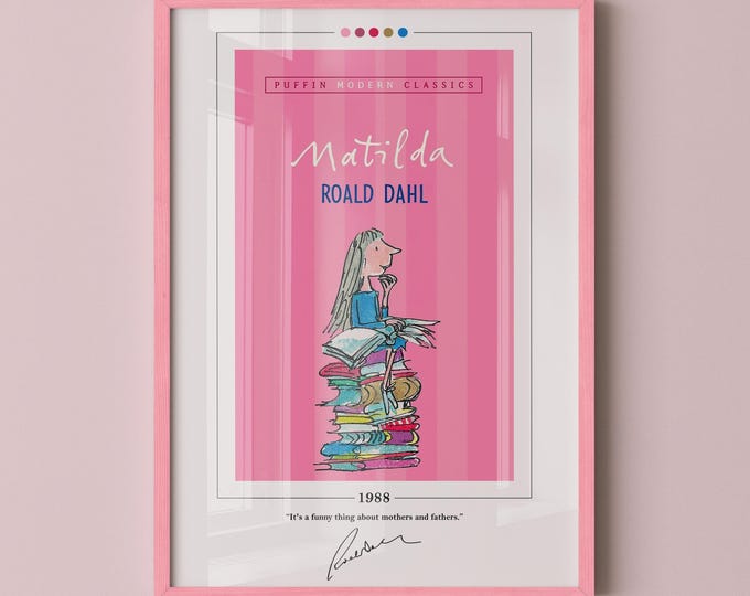 Printable Book Cover of Matilda by Roald Dahl, Literary Poster ...