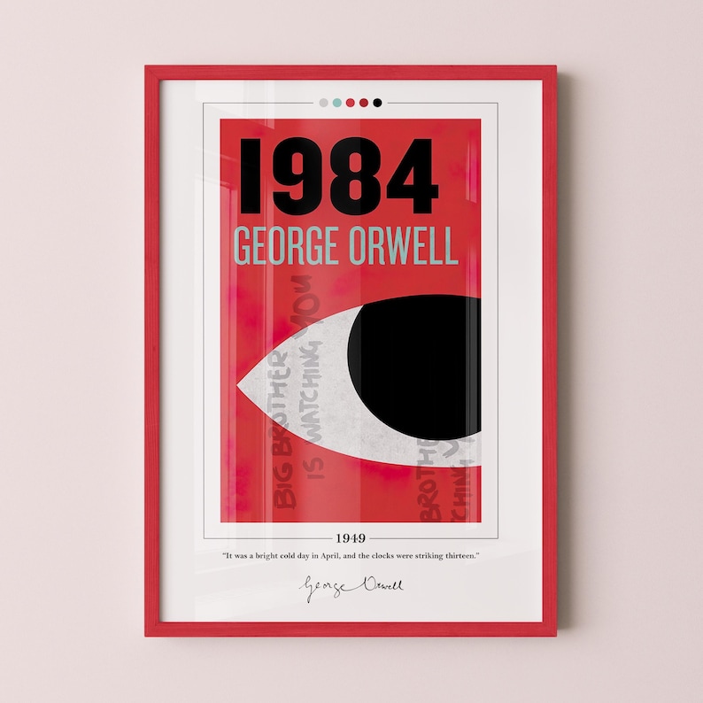1984 Book Cover Poster | George Orwell, 1984 Poster, 1984 Print, Book ...
