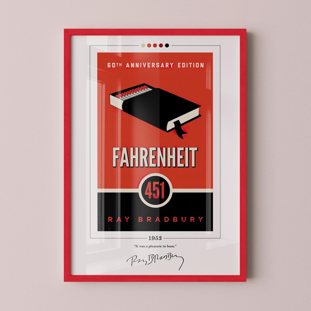 Fahrenheit 451 Book Cover Poster | Ray Bradbury, Fahrenheit 451 Poster ...
