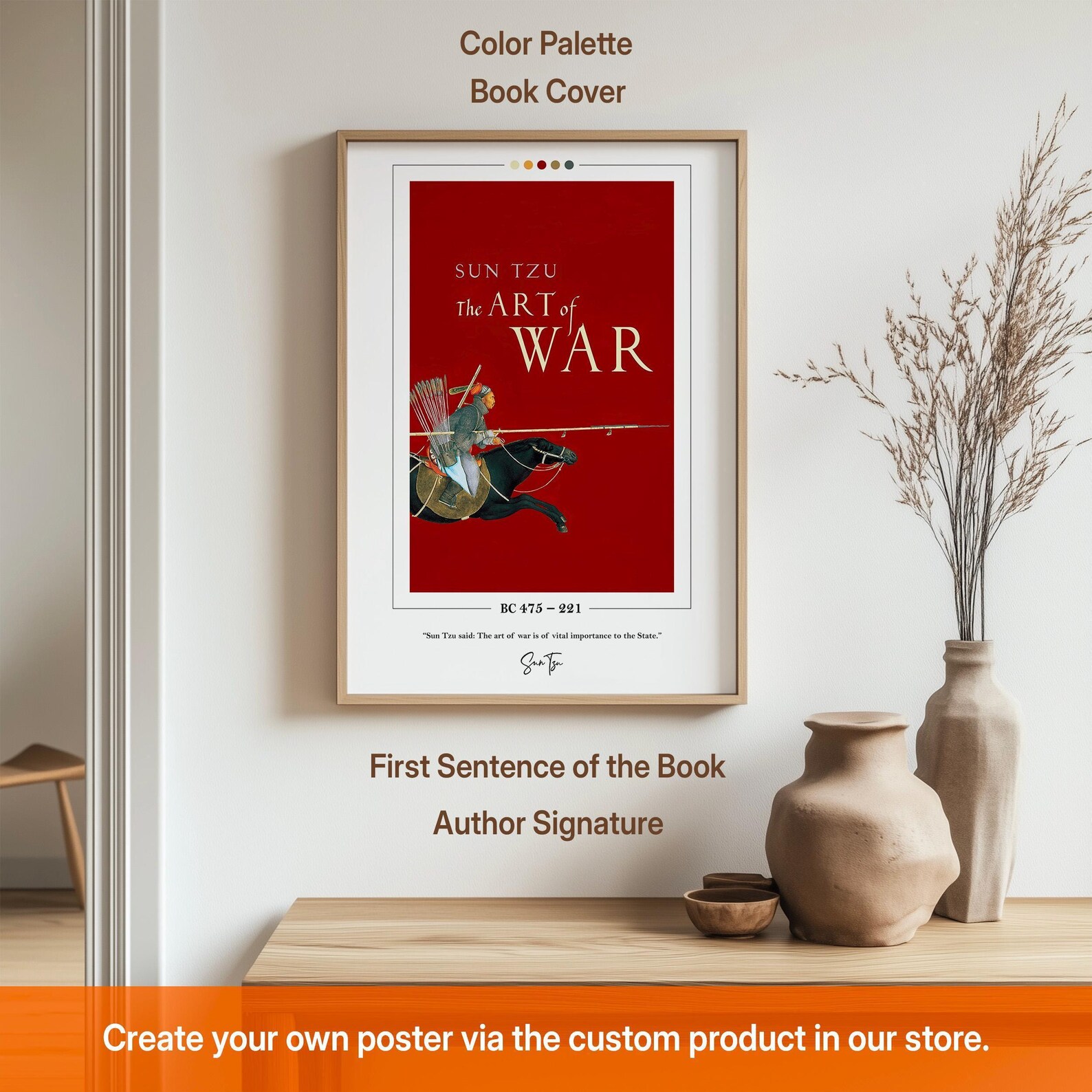 The Art of War Book Cover Poster | Sun Tzu, the Art of War Poster, the ...