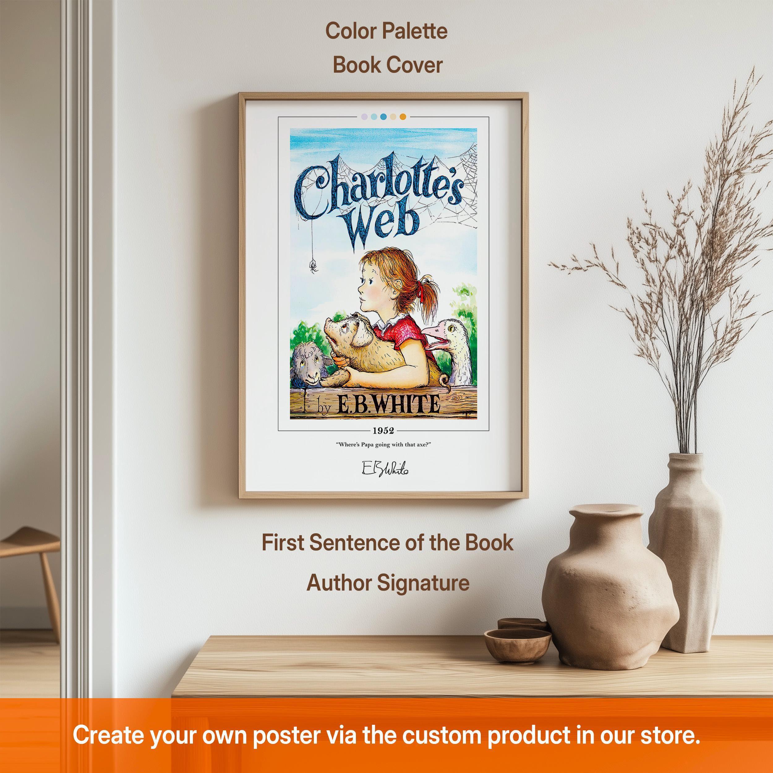 Charlotte's Web Book Cover Poster | E. B. White, Charlotte's Web Poster ...