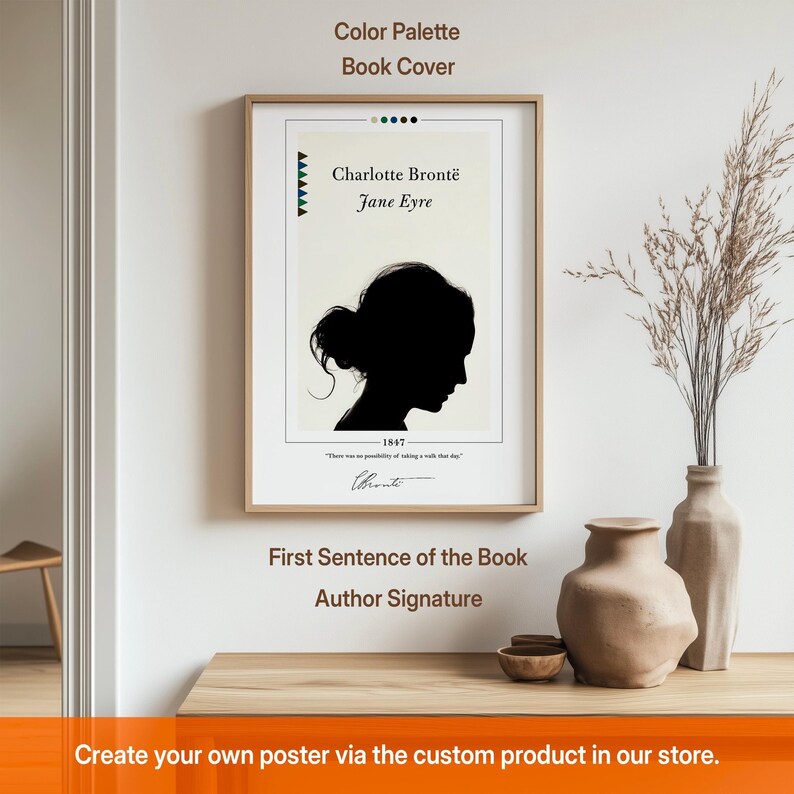 Jane Eyre Book Cover Poster | Charlotte Bronte, Jane Eyre Poster, Jane ...