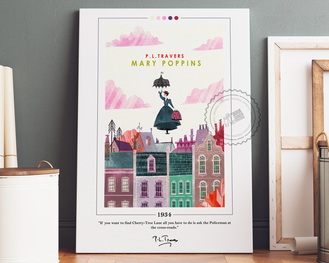 Mary Poppins Book Cover Poster | P. L. Travers, Mary Poppins Poster ...