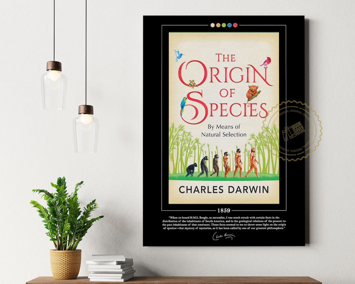 The Origin of Species Book Cover Poster Charles Darwin - Etsy