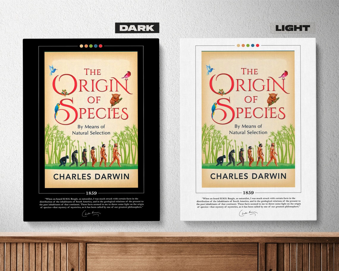 The Origin of Species Book Cover Poster Charles Darwin - Etsy