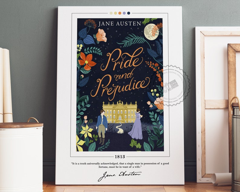 Pride and Prejudice Book Cover Poster Jane Austen Pride and - Etsy