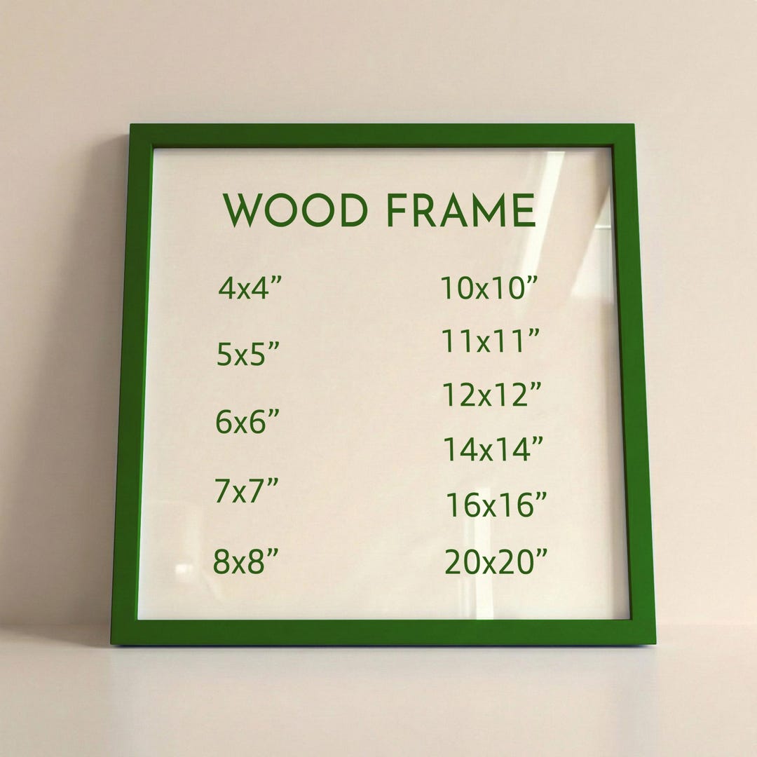 Square Green Wood Frame With 9 Colors, Wood Picture Frame, Photo Frame ...