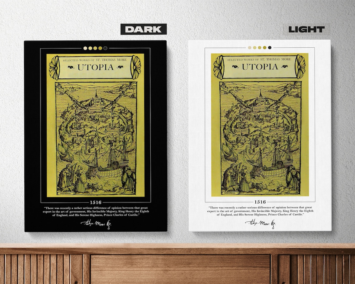 Utopia Book Cover Poster Thomas More Utopia Poster Utopia - Etsy