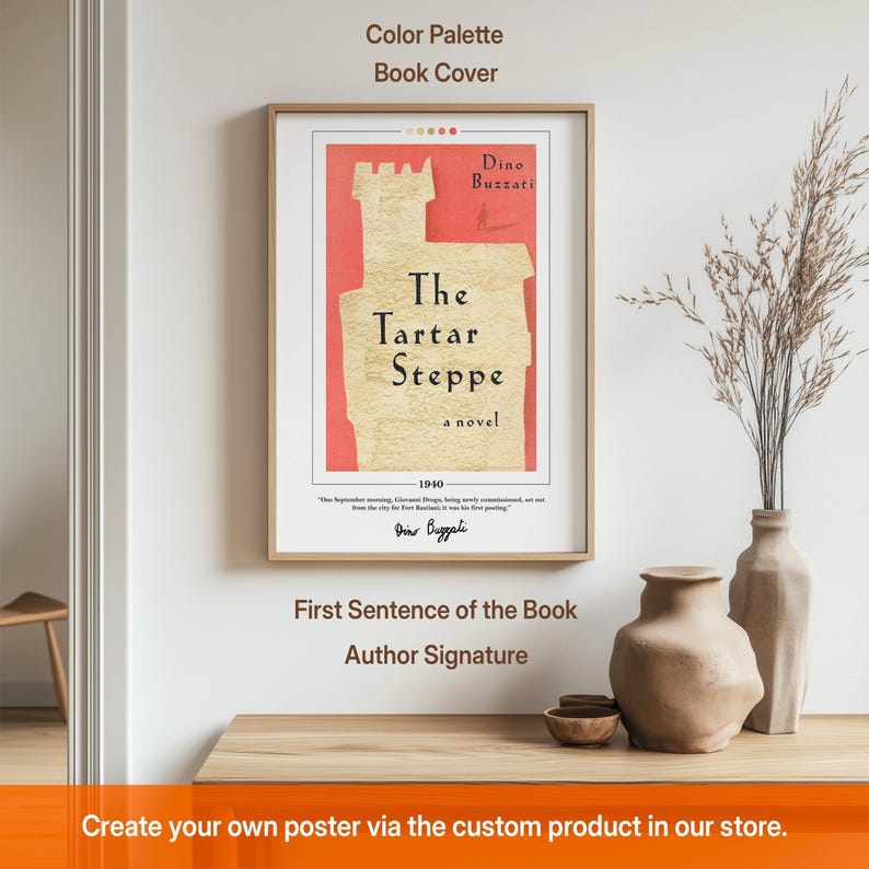 The Tartar Steppe Book Cover Poster | Dino Buzzati, the Tartar Steppe ...