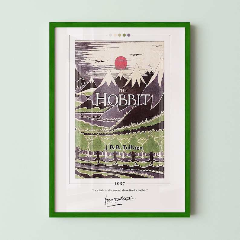 The Hobbit Book Cover Poster | J. R. R. Tolkien, the Hobbit Poster, the ...