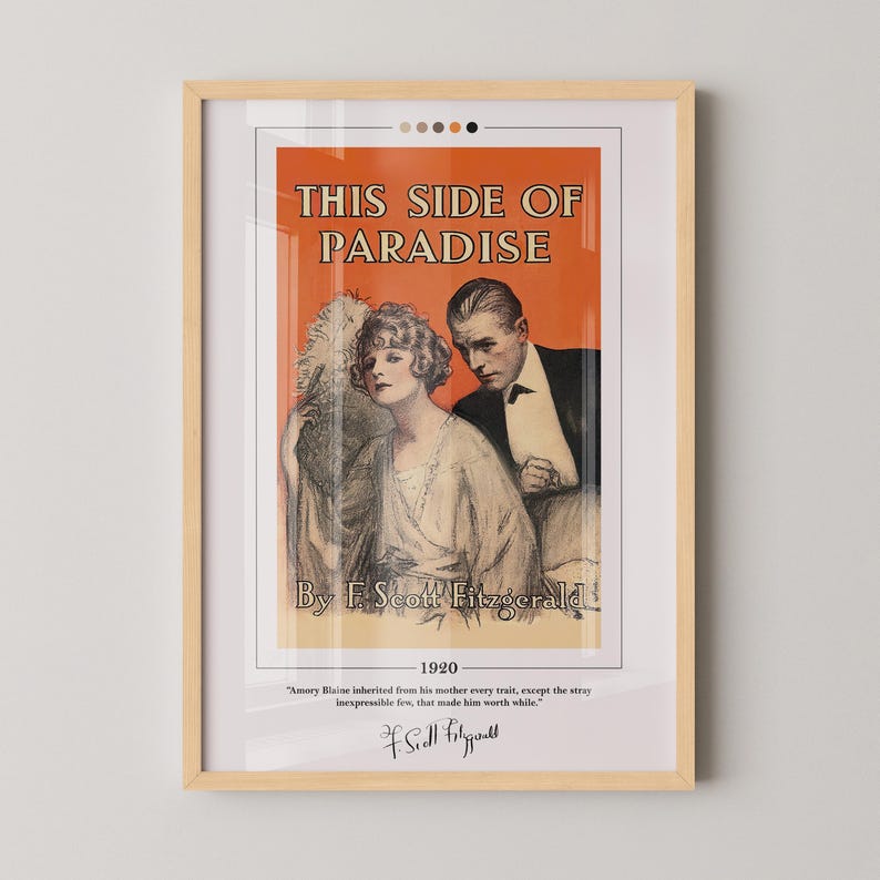 This Side of Paradise Book Cover Poster | F. Scott Fitzgerald, This ...