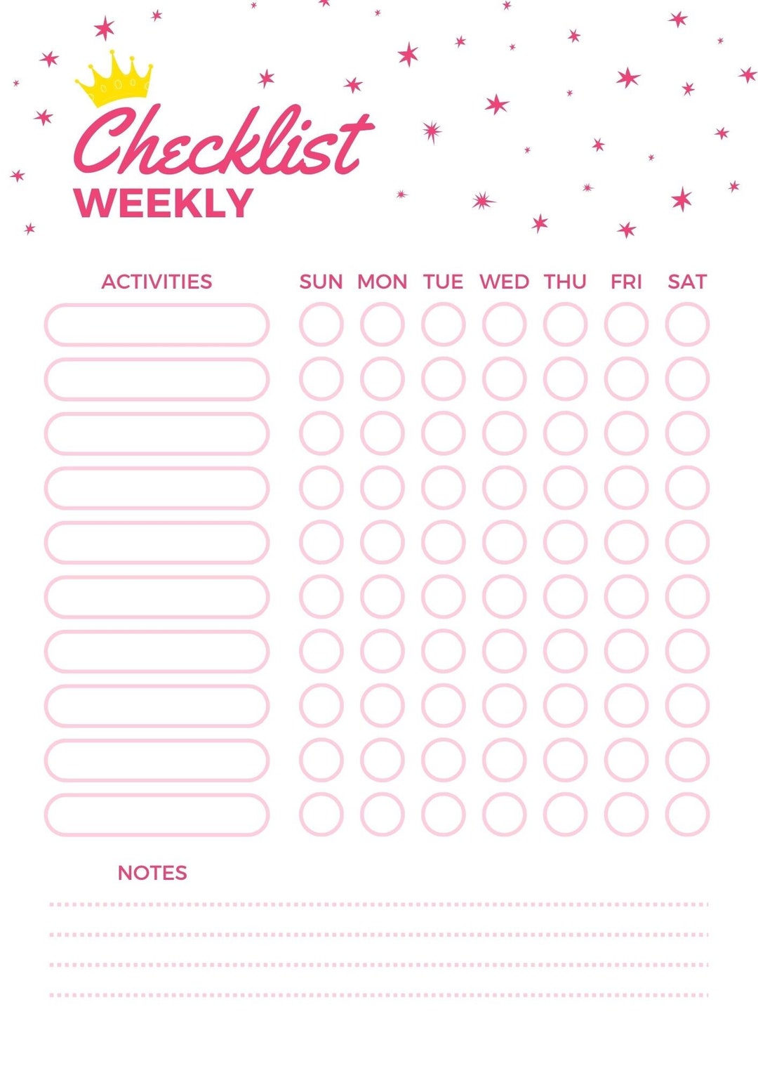 Weekly Checklist Printable, Daily Planner, Task Organizer, To-do List ...