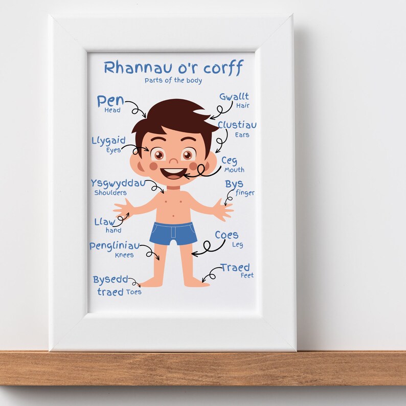 Welsh Body Parts Poster. Printable Childrens Poster Boy - Etsy