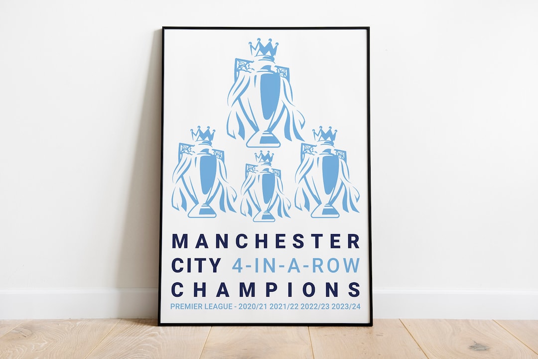 Manchester City Wall Art / Manchester City 4-IN-A-ROW Champions Art ...