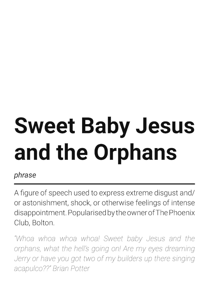 Sweet Baby Jesus and the Orphans Definition Print / Wall Art - Etsy
