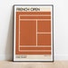 French Open Art Print / French Tennis Art Print / Tennis Poster / Grand ...