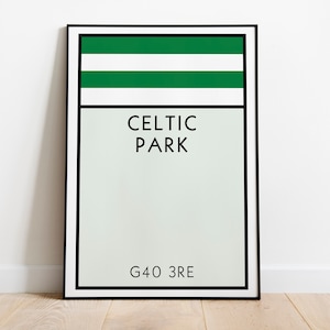 Celtic Monopoly Wall Art / Celtic Park Art Print / Celtic FC Poster ...