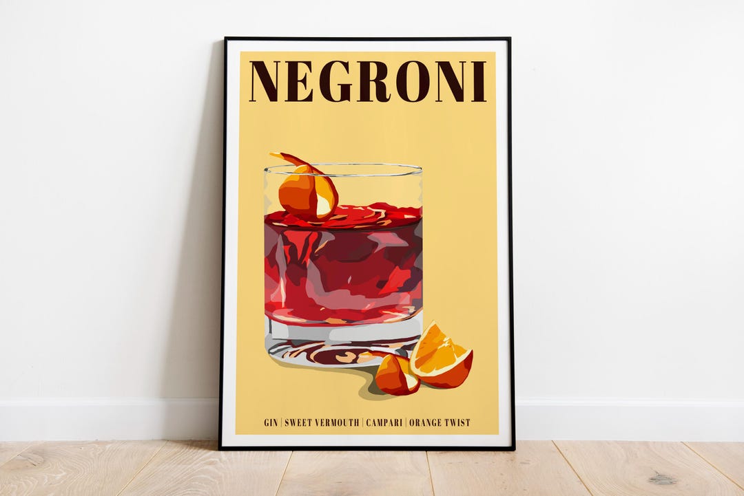 Negroni Art Print / Kitchen Wall Art / Negroni Poster / Art for Kitchen ...