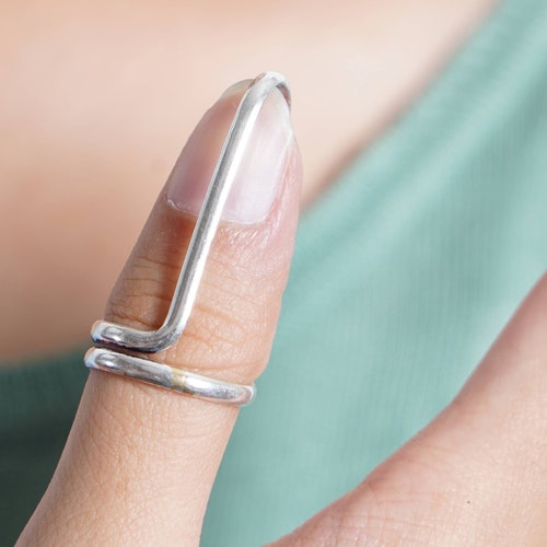 Fingernail Ring Silver Minimal Ring Finger Nail Ring - Etsy