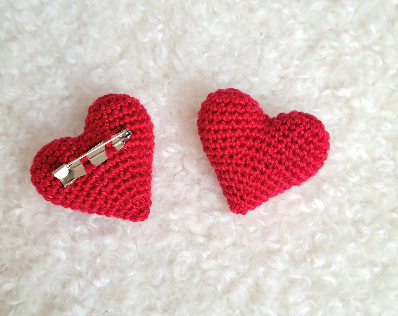 Crochet Heart Brooch: Red Cotton Pin, Valentine's Gift - Etsy