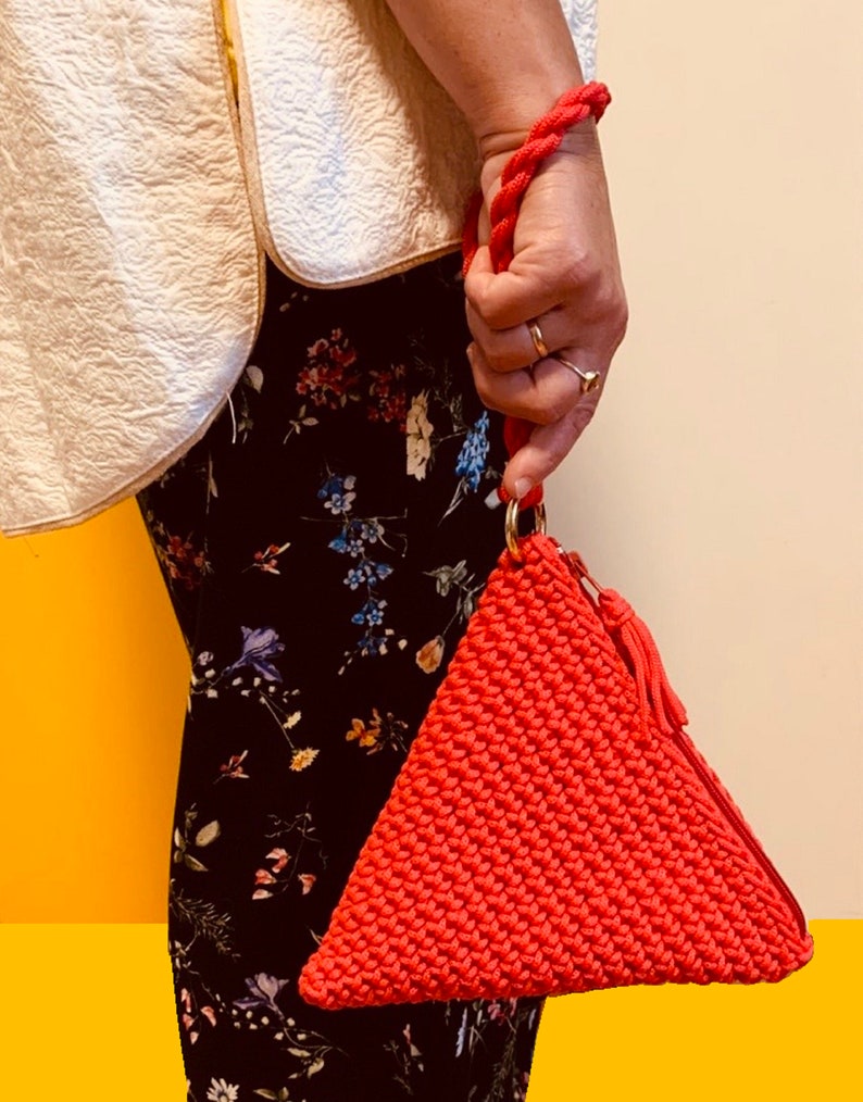 Crochet Bag, Triangle Crochet Purse, Ladies Crochet Triangle Pouch ...