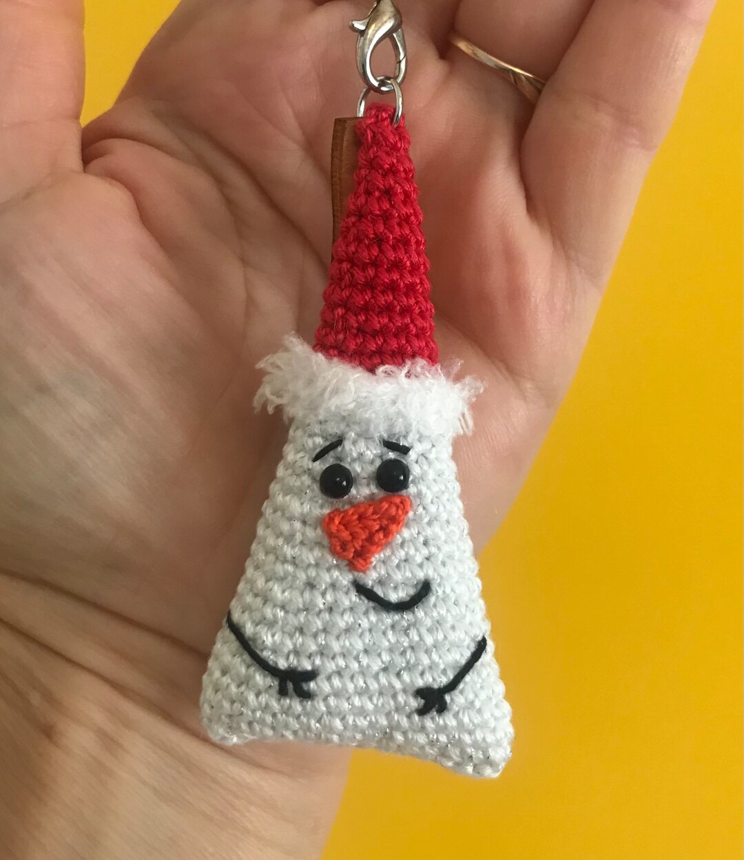 Crochet Snowman Key Fob, Christmas Bag Charm, Cotton - Etsy