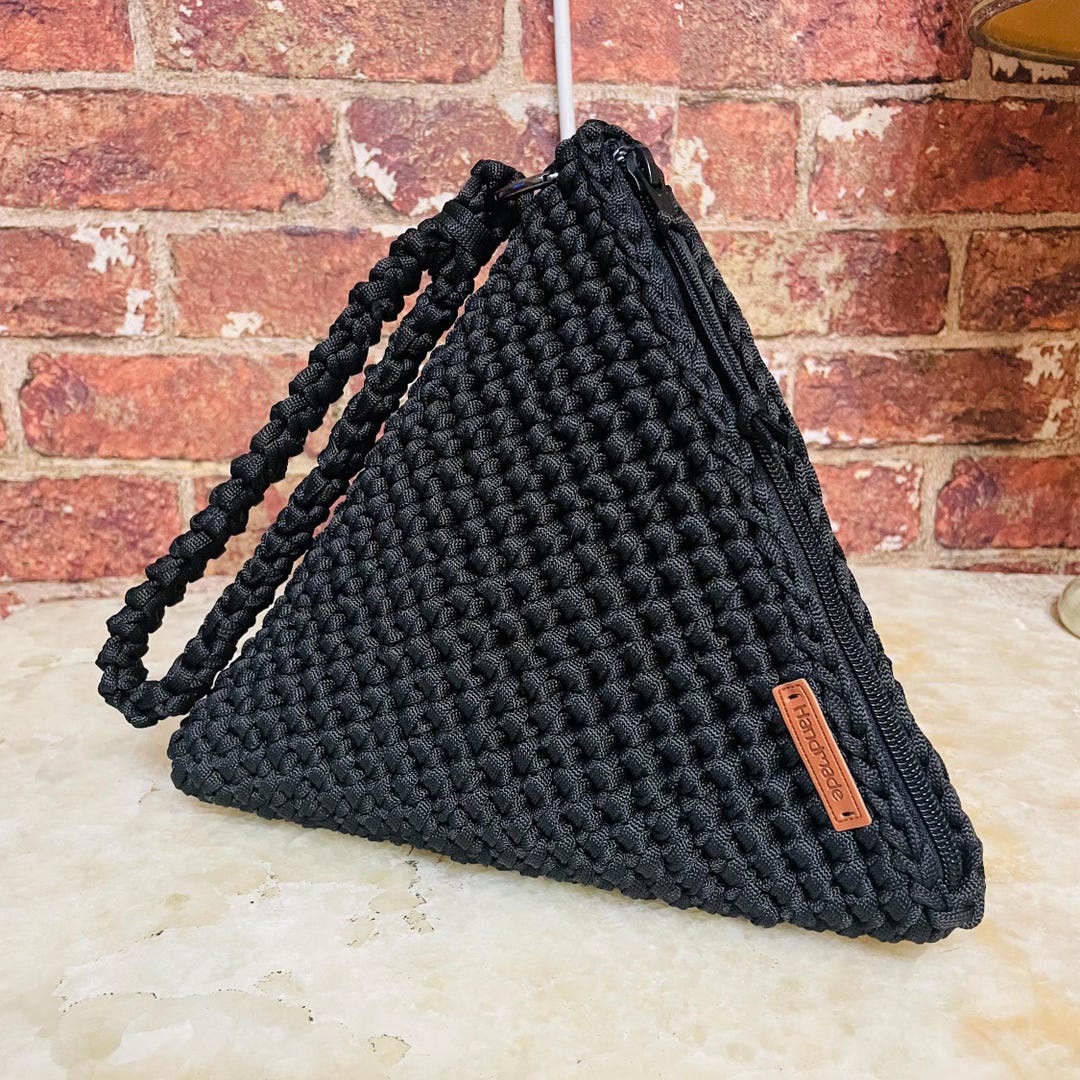 Crochet Bag, Triangle Crochet Purse, Ladies Crochet Triangle Pouch ...