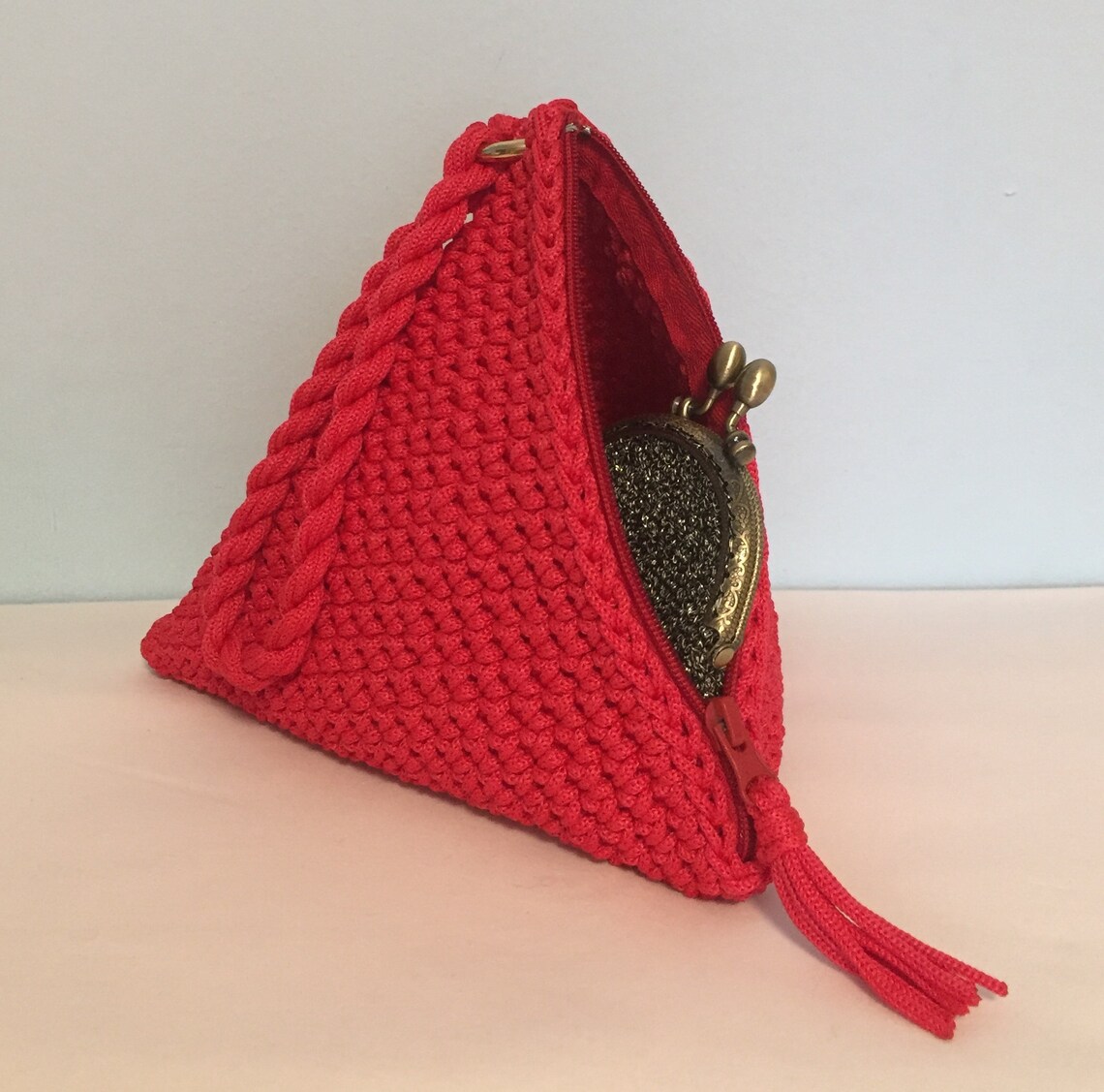 Crochet Bag Triangle Crochet Purse Ladies Crochet Triangle - Etsy