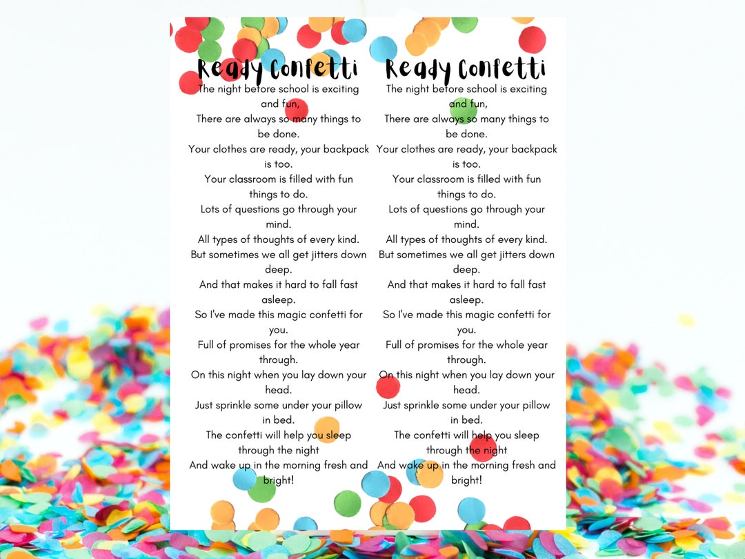 Ready Confetti - Night Before School - Instant Download - Etsy