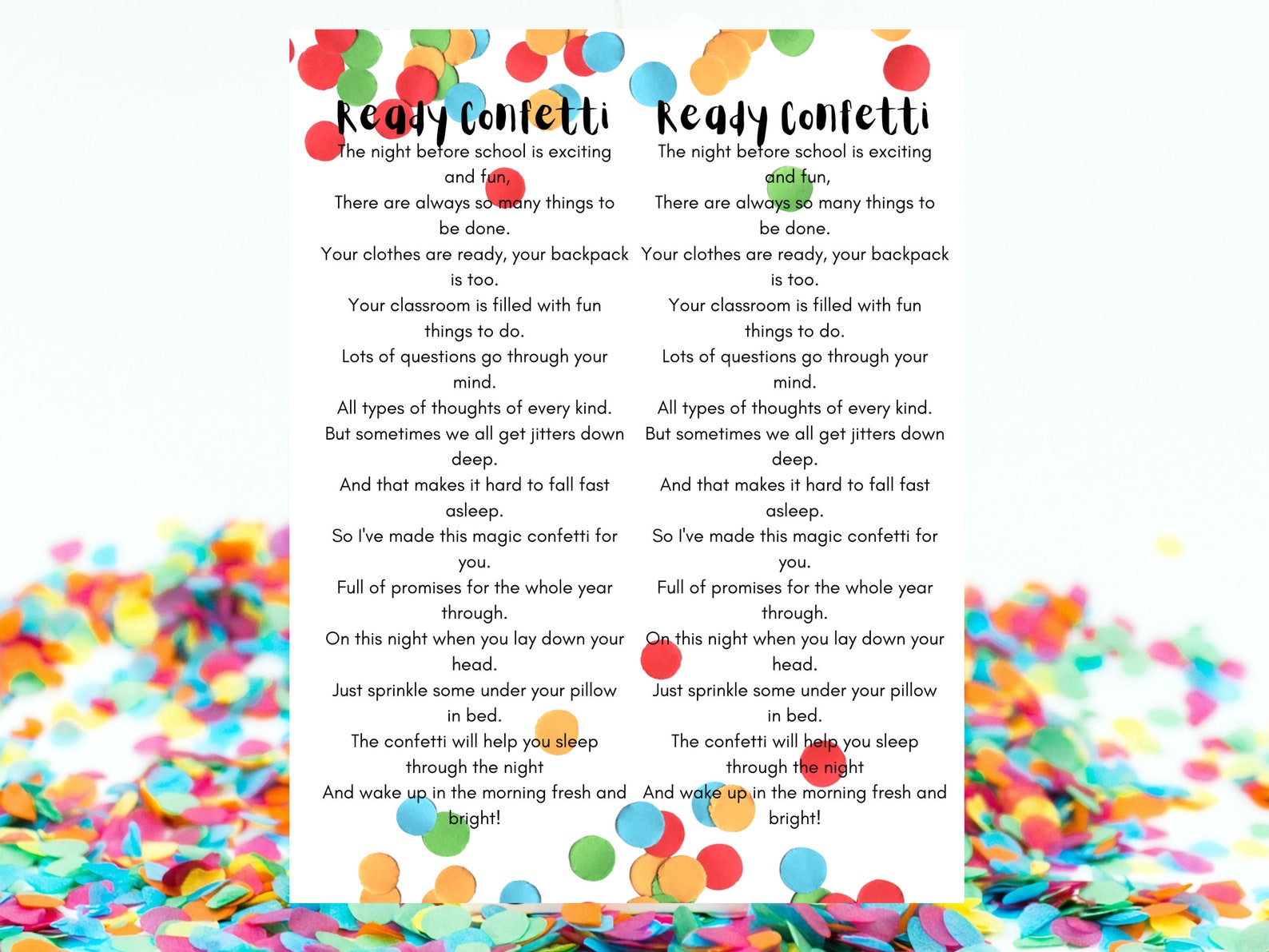 Ready Confetti - Night Before School - Instant Download - Etsy